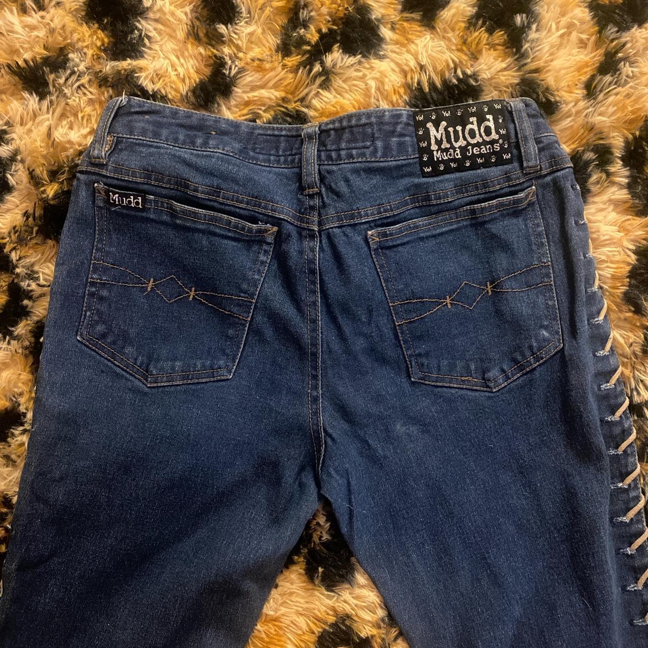 Low rise Mudd Jeans Flared with Tied Lace detailing... - Depop