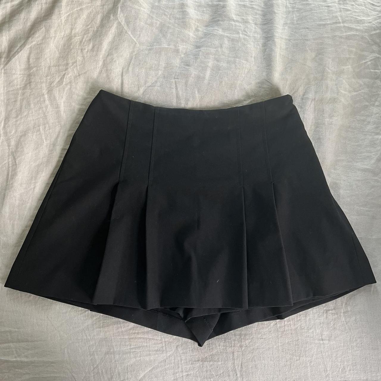 zara pleated mini skort shorts underneath qt... - Depop