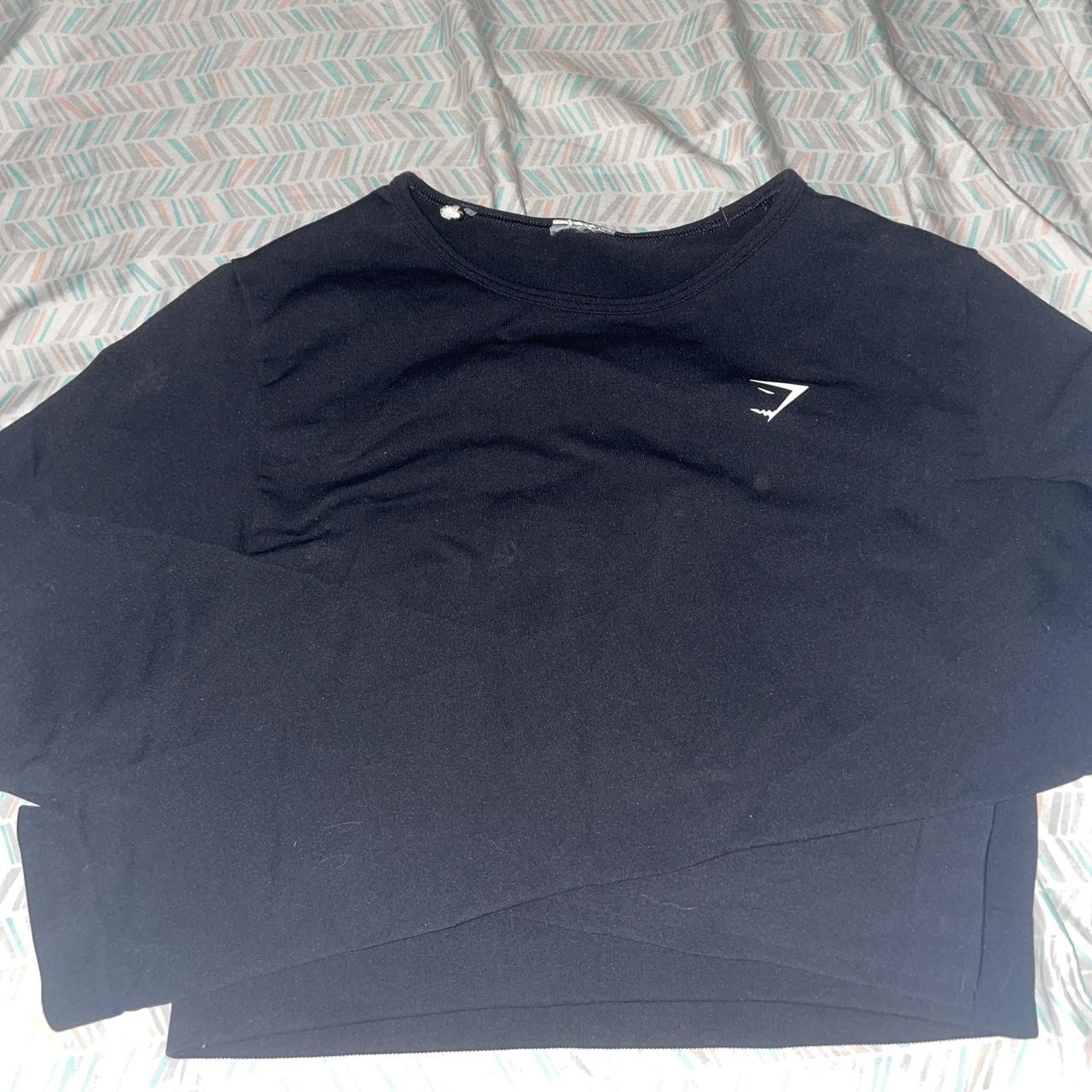 Gymshark black long sleeve crop top #gymwear | Depop