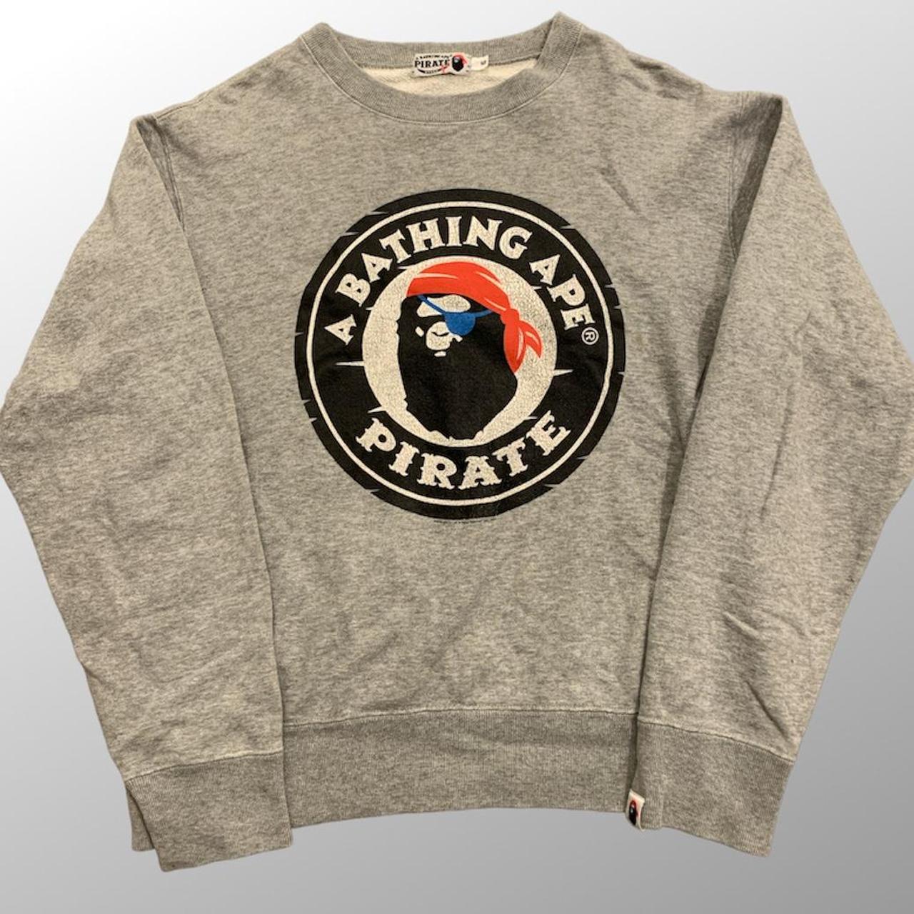 BAPE Men's Grey and White Jumper | Depop