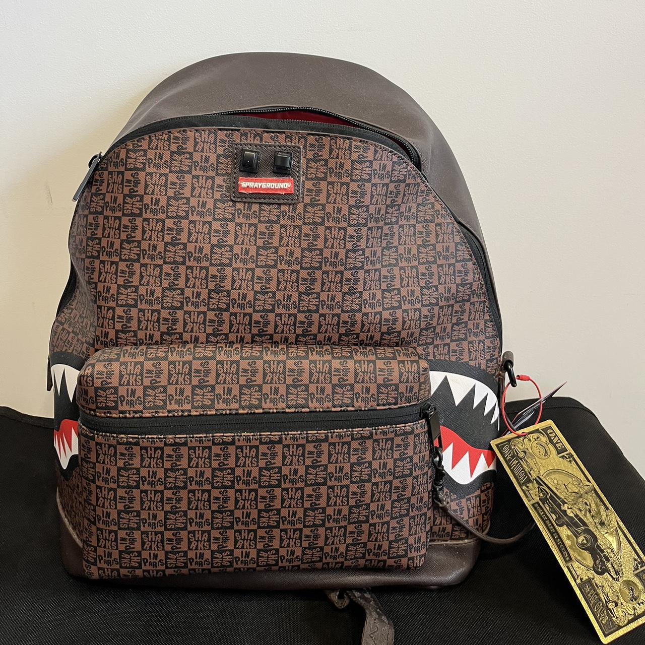 Sprayground backpack Sharks In Paris check emperorer... - Depop