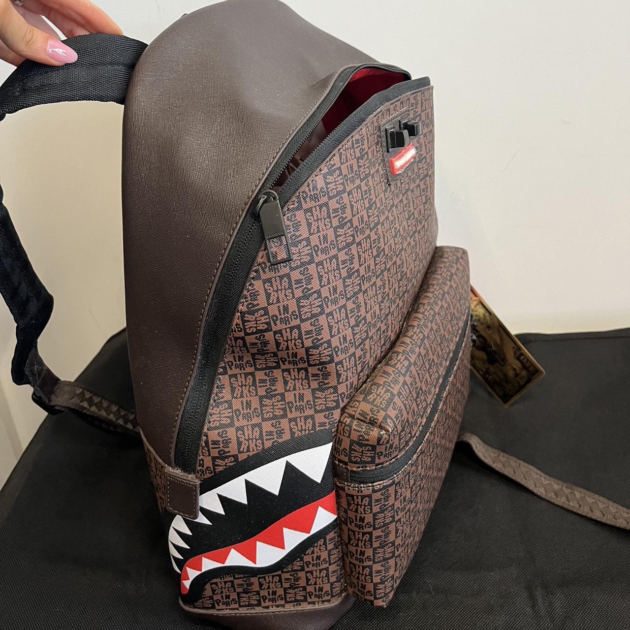 Sprayground backpack Sharks In Paris check emperorer... - Depop