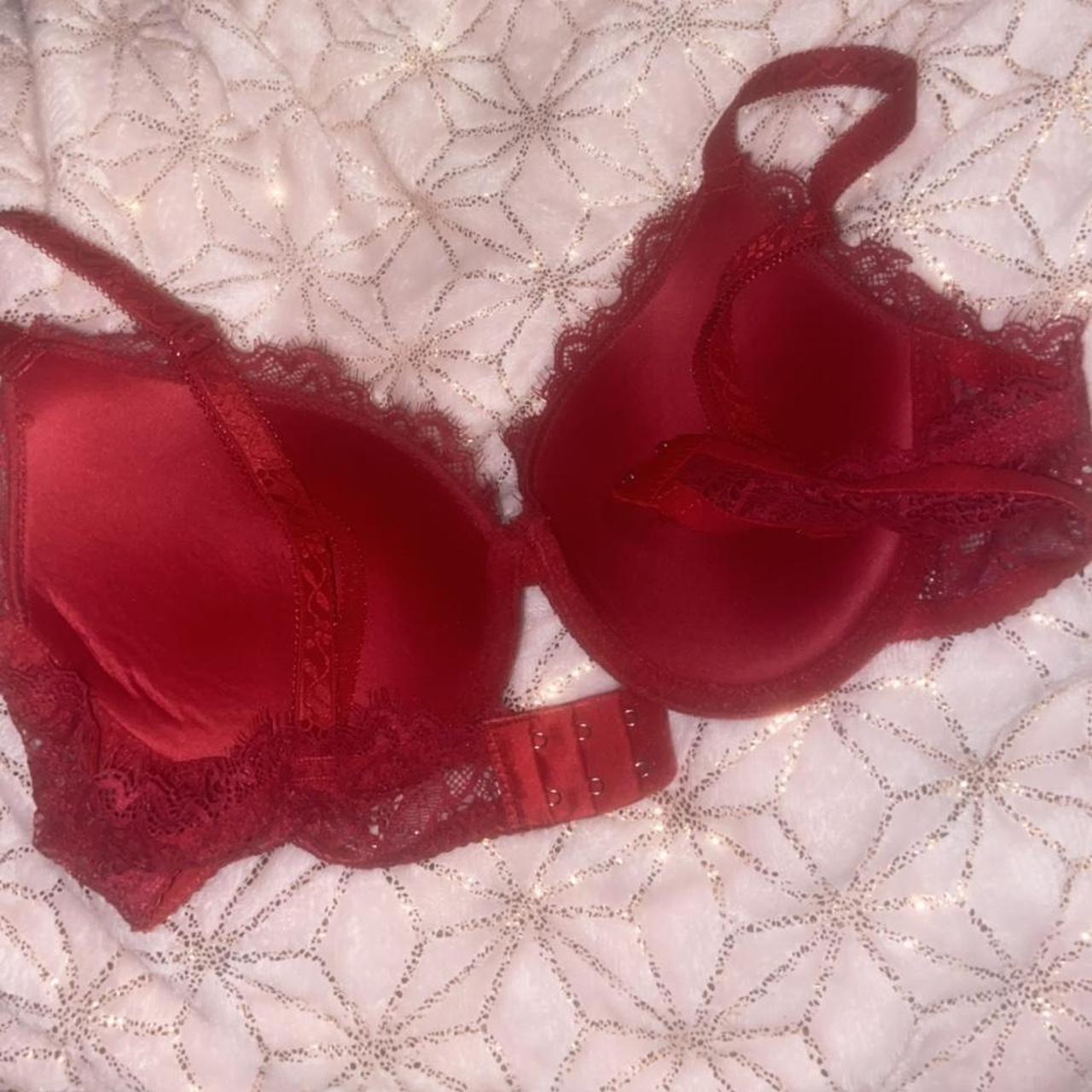 Victoria's Secret Women's Burgundy and Red Bra | Depop