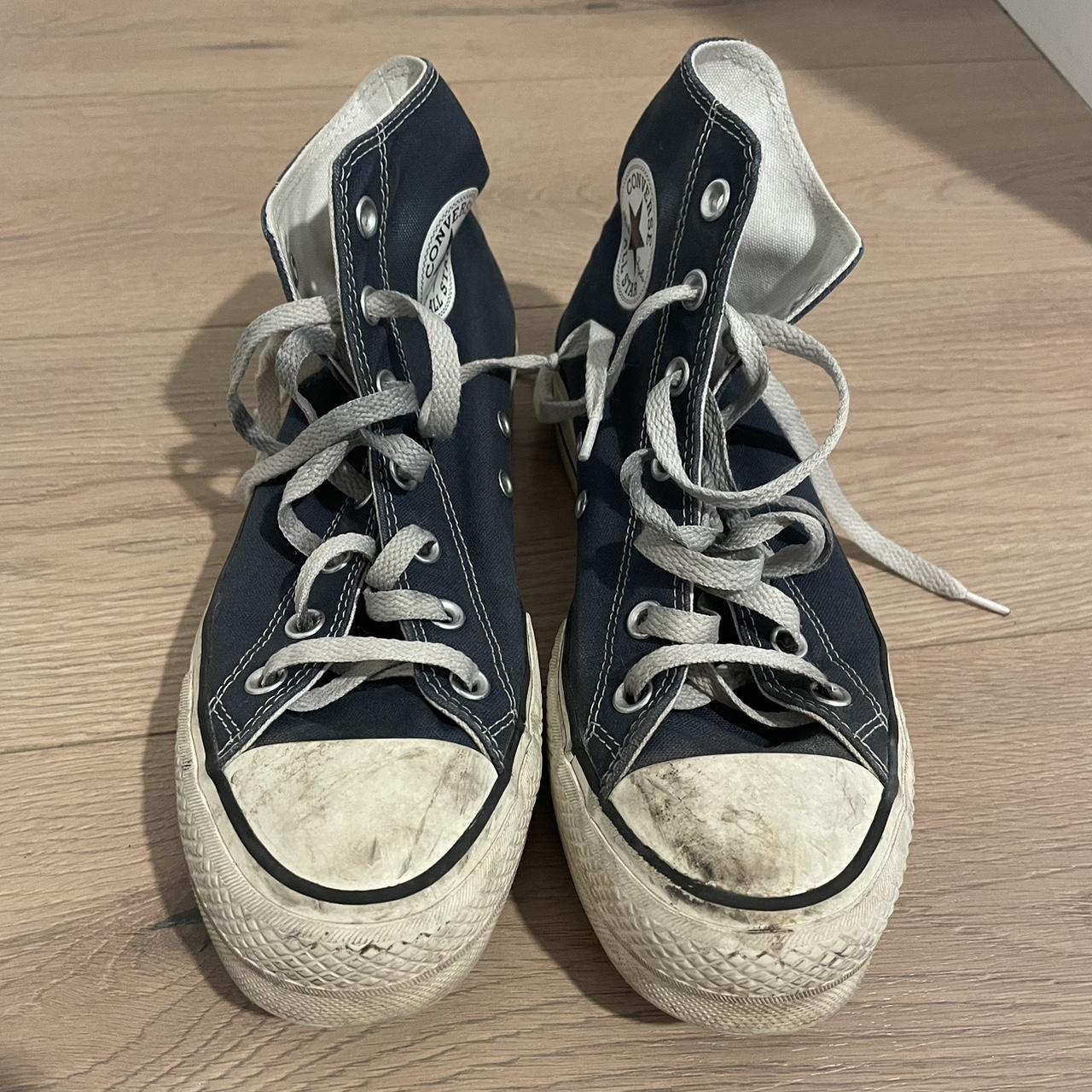 Navy Blue Women’s Platform Hightop Converse... - Depop