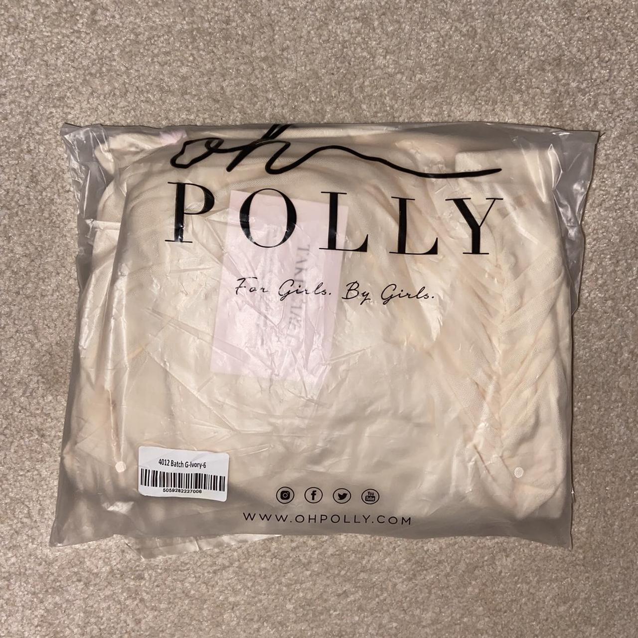 Oh Polly Women's Cream and White Dress | Depop