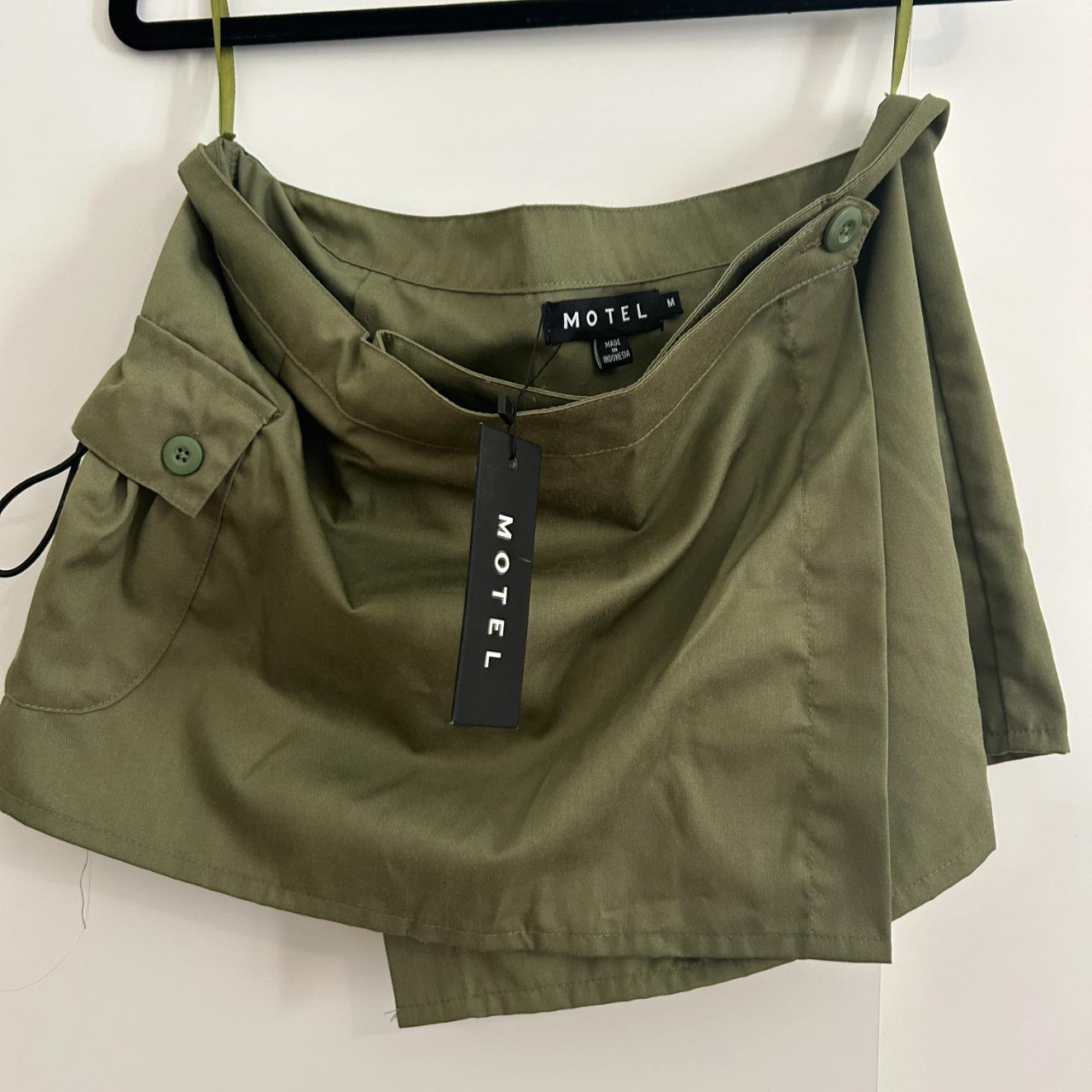 Motel Rocks olive green cargo skirt. Wrap across... - Depop