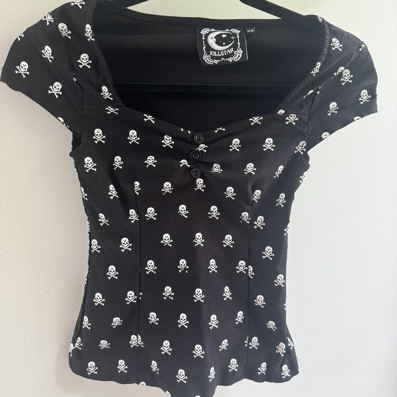Killstar fitted skull top Worn once. Fits tight, has... - Depop