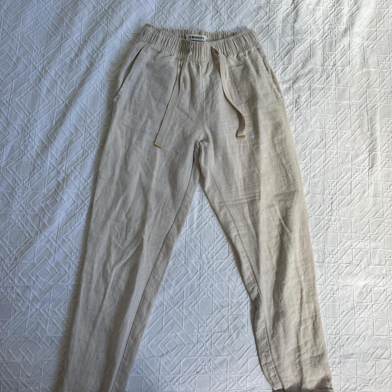 Venroy beige linen pants Good condition Size... - Depop