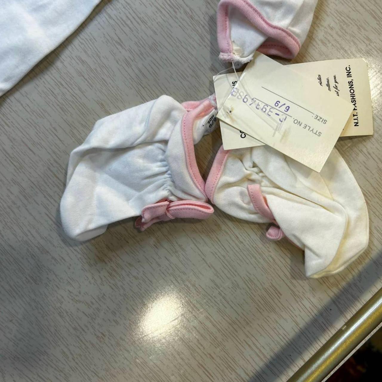 Little girl baby onesie white with pink trim and... - Depop