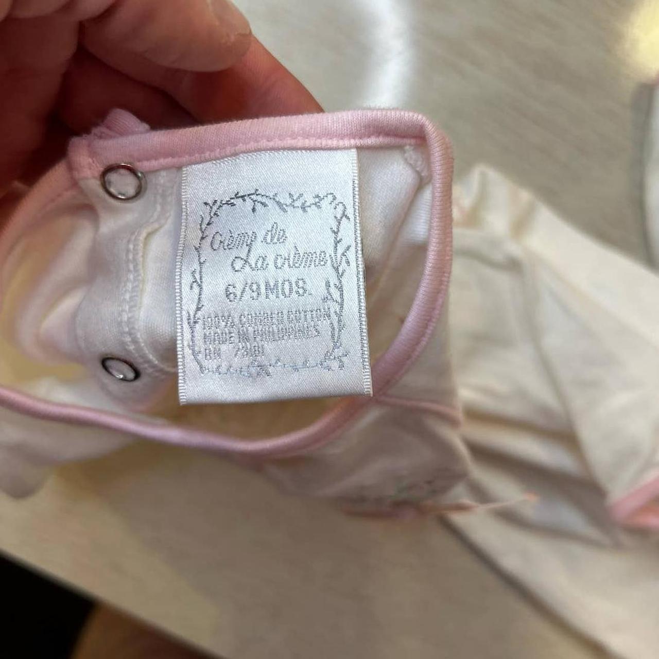 Little girl baby onesie white with pink trim and... - Depop