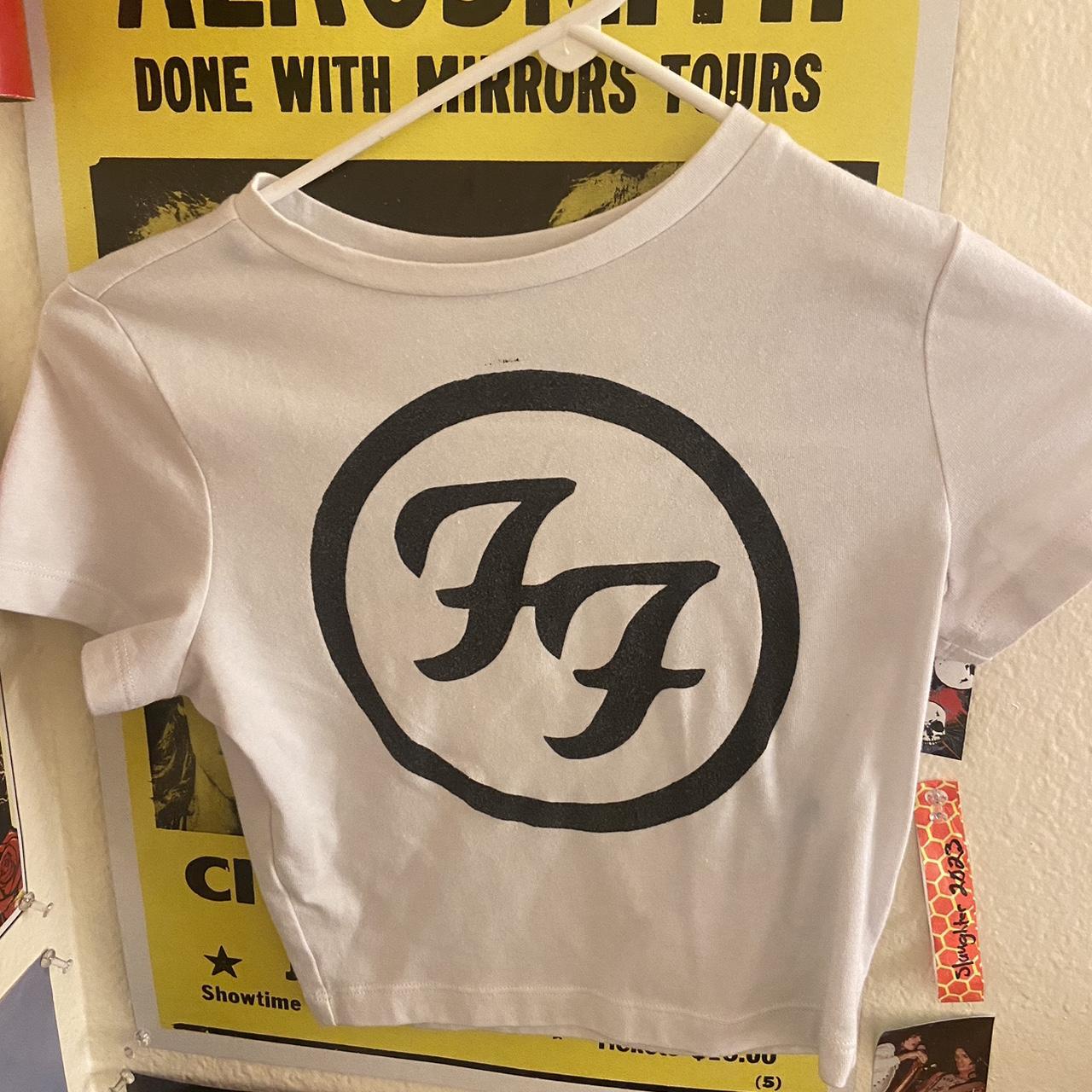 Custom painted Foo fighters cropped tee. Fits XS- S... - Depop