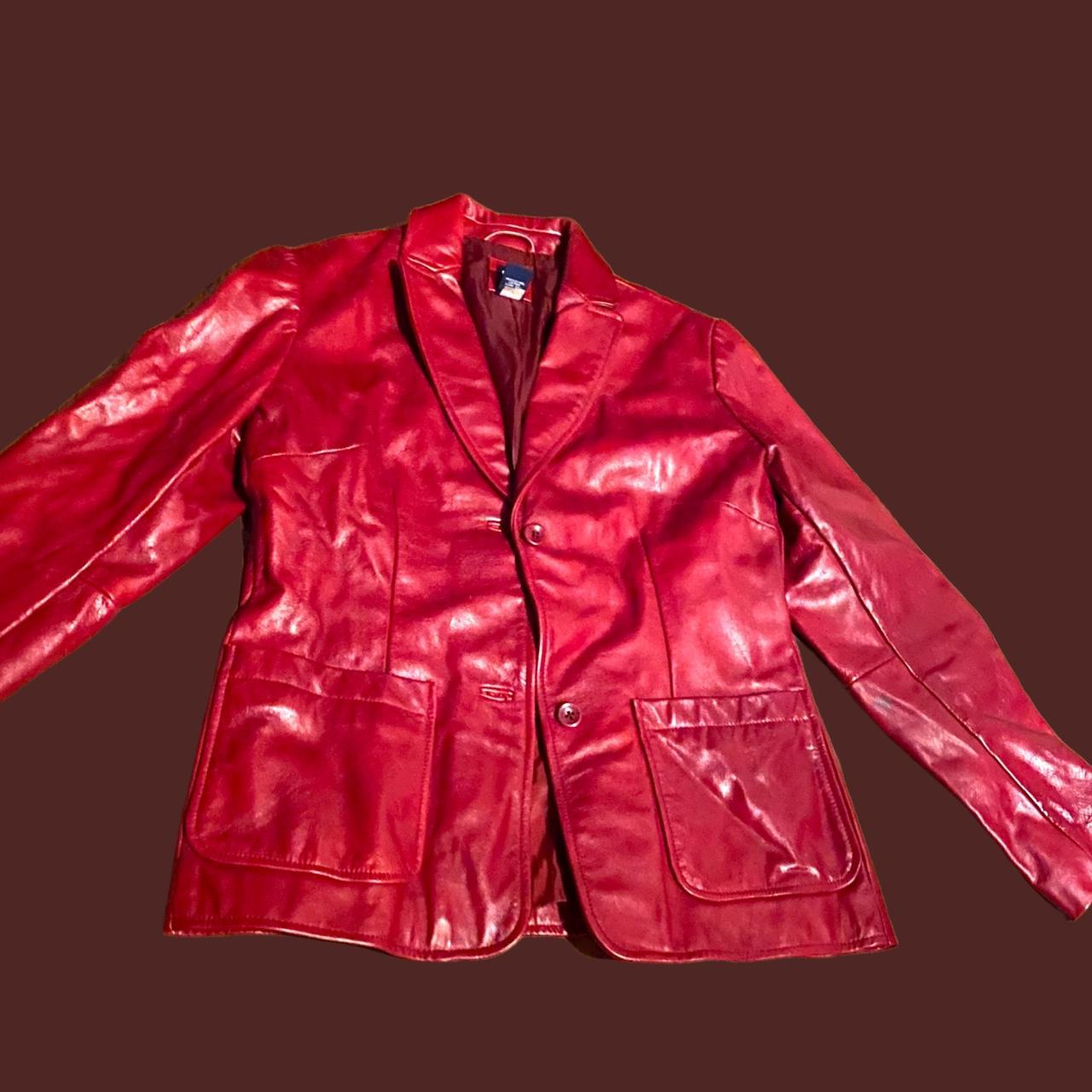 stunning vintage rare y2k red genuine leather Gap... - Depop