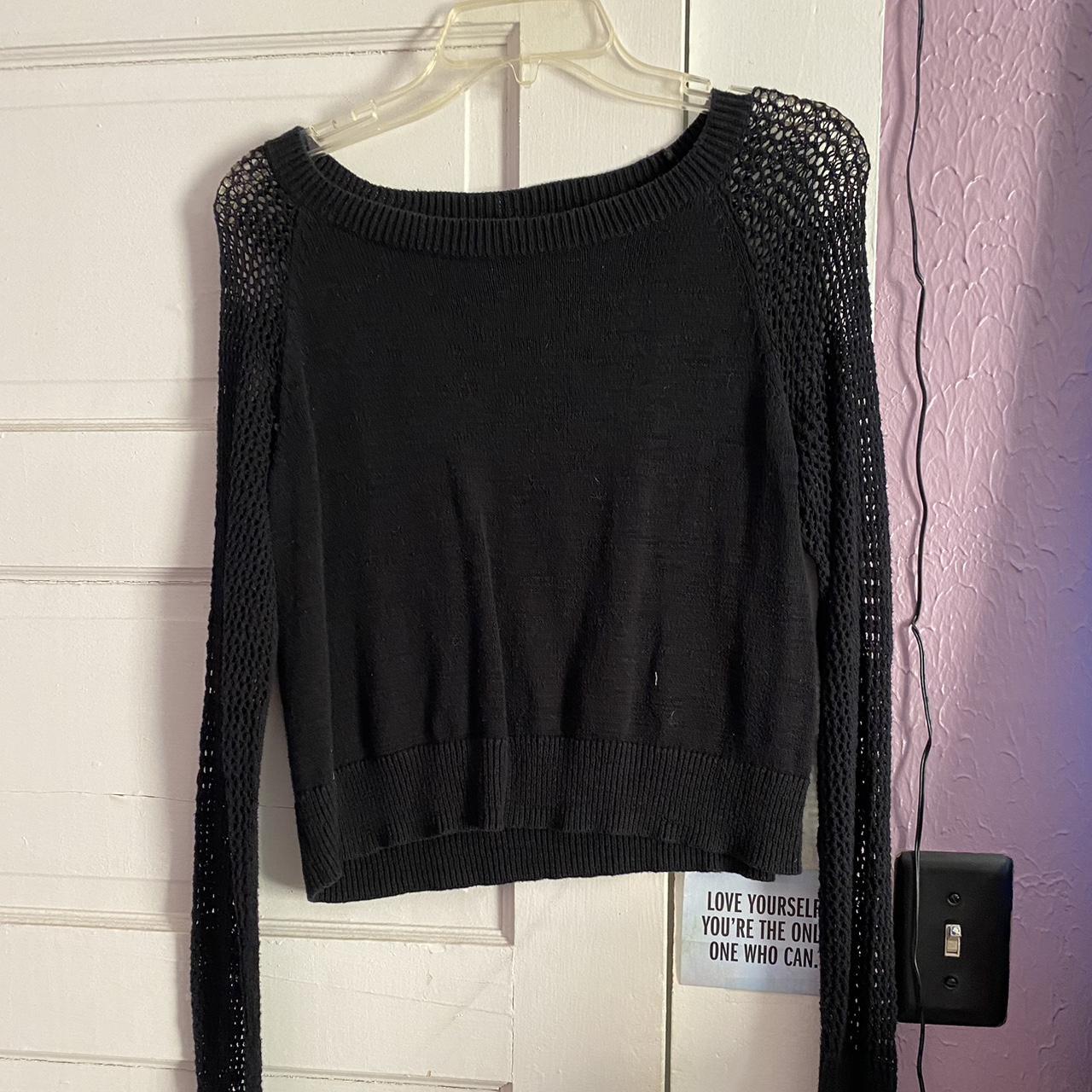 Black Sweater w/ Fishnet Sleeves 🖤 > size medium,... - Depop