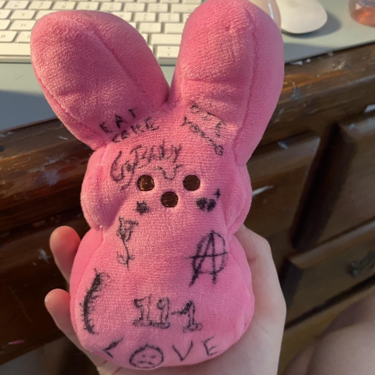 lil peep bunny peep stuffed animal drew his tats on... - Depop