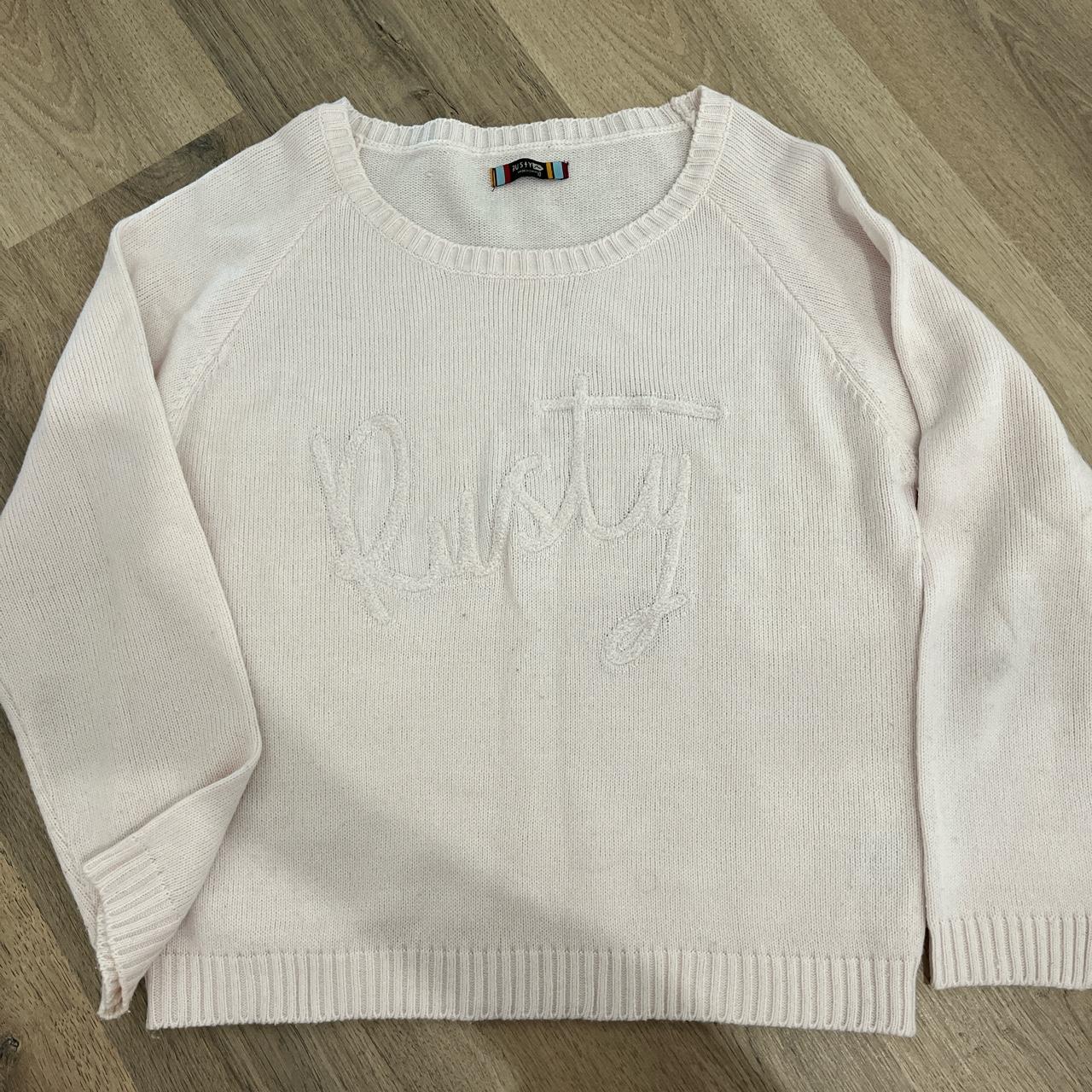 RUSTY KNITTED JUMPER LIGHT PINK size 10 - Depop