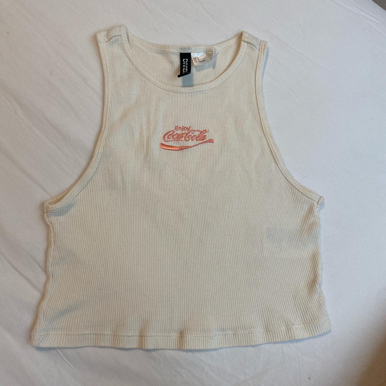 h&m cream “coca-cola” top ️🥤barely worn, so... - Depop