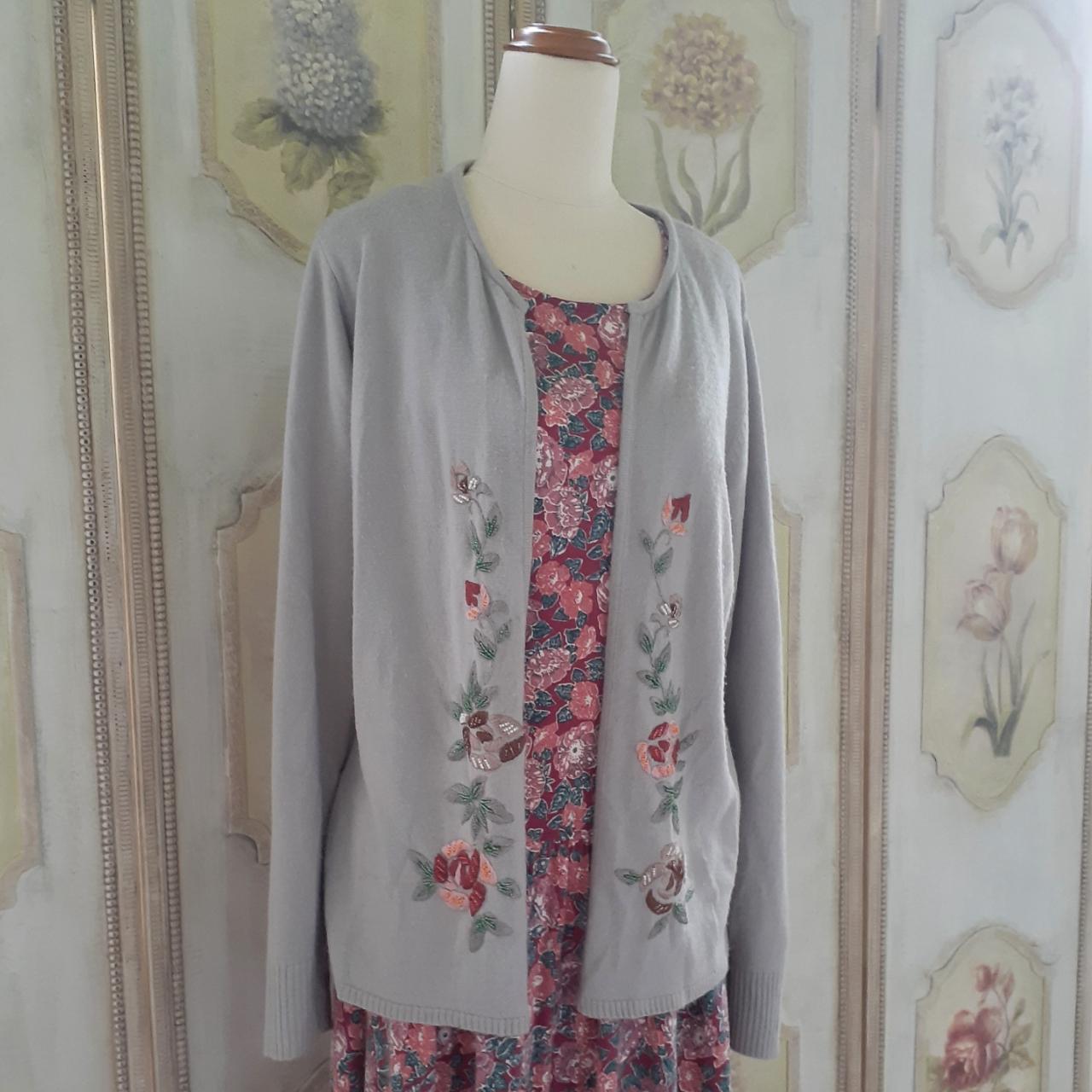 Such a pretty greige cardigan. It has lovely floral... - Depop