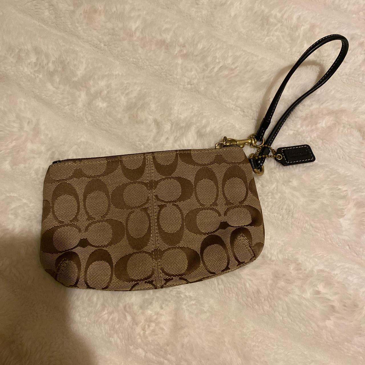 coach brown and black monogram wristlet purse. cute... - Depop