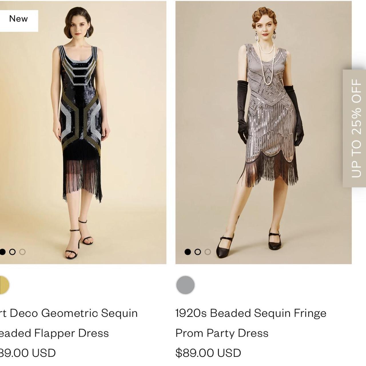 20S SILVER FLAPPER DRESS gorgeous silver sequin and... | Depop