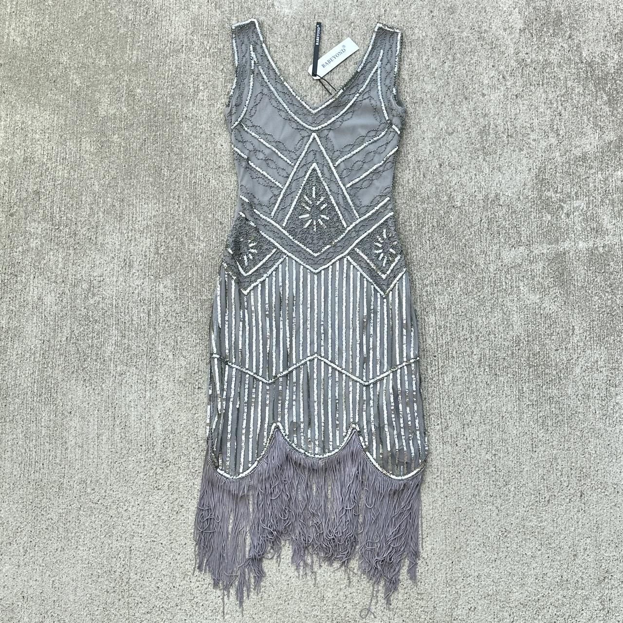 20S SILVER FLAPPER DRESS gorgeous silver sequin and... | Depop