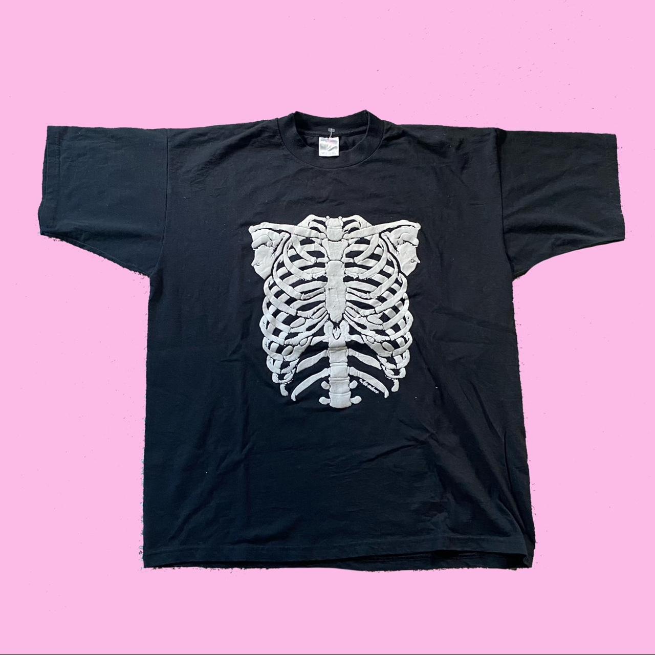 skeleton graphic T shirt • some slight cracking... - Depop