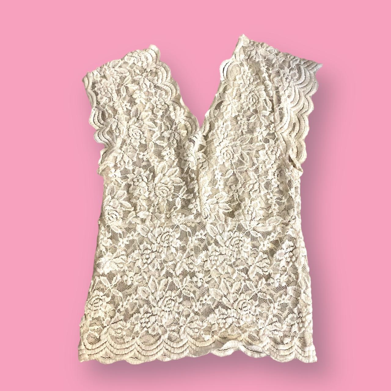 Coquette White Lace See Thru Top ️ Super Cute See Depop