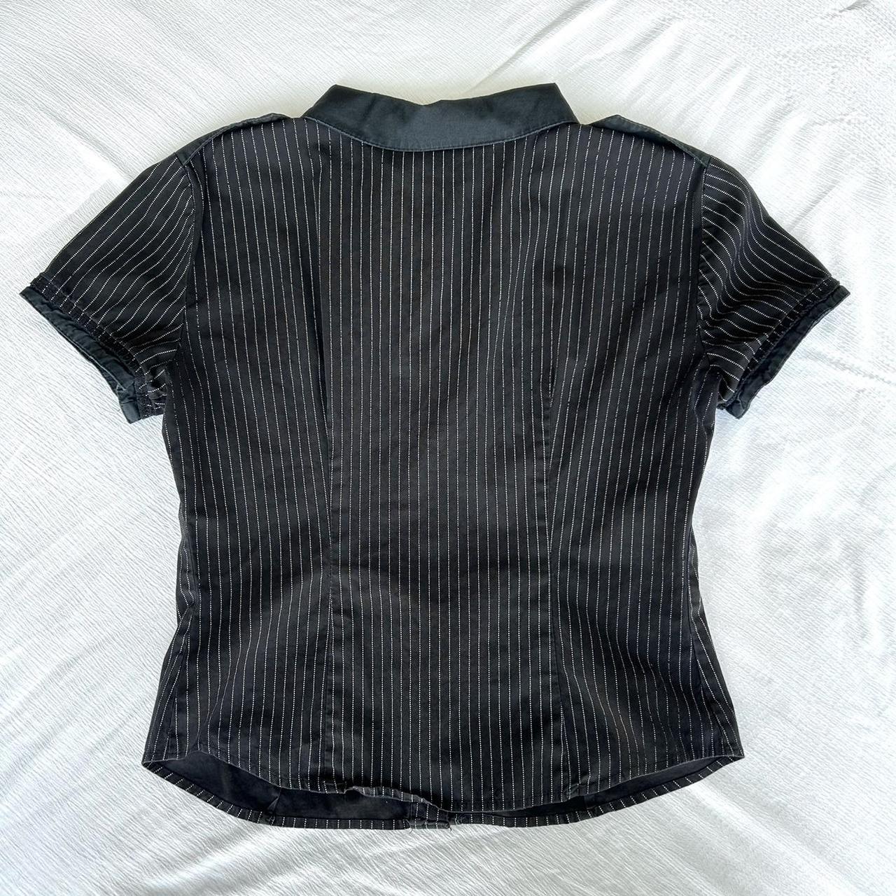 ~ AUTHENTIC LIP SERVICE pinstripe button-up shirt... - Depop