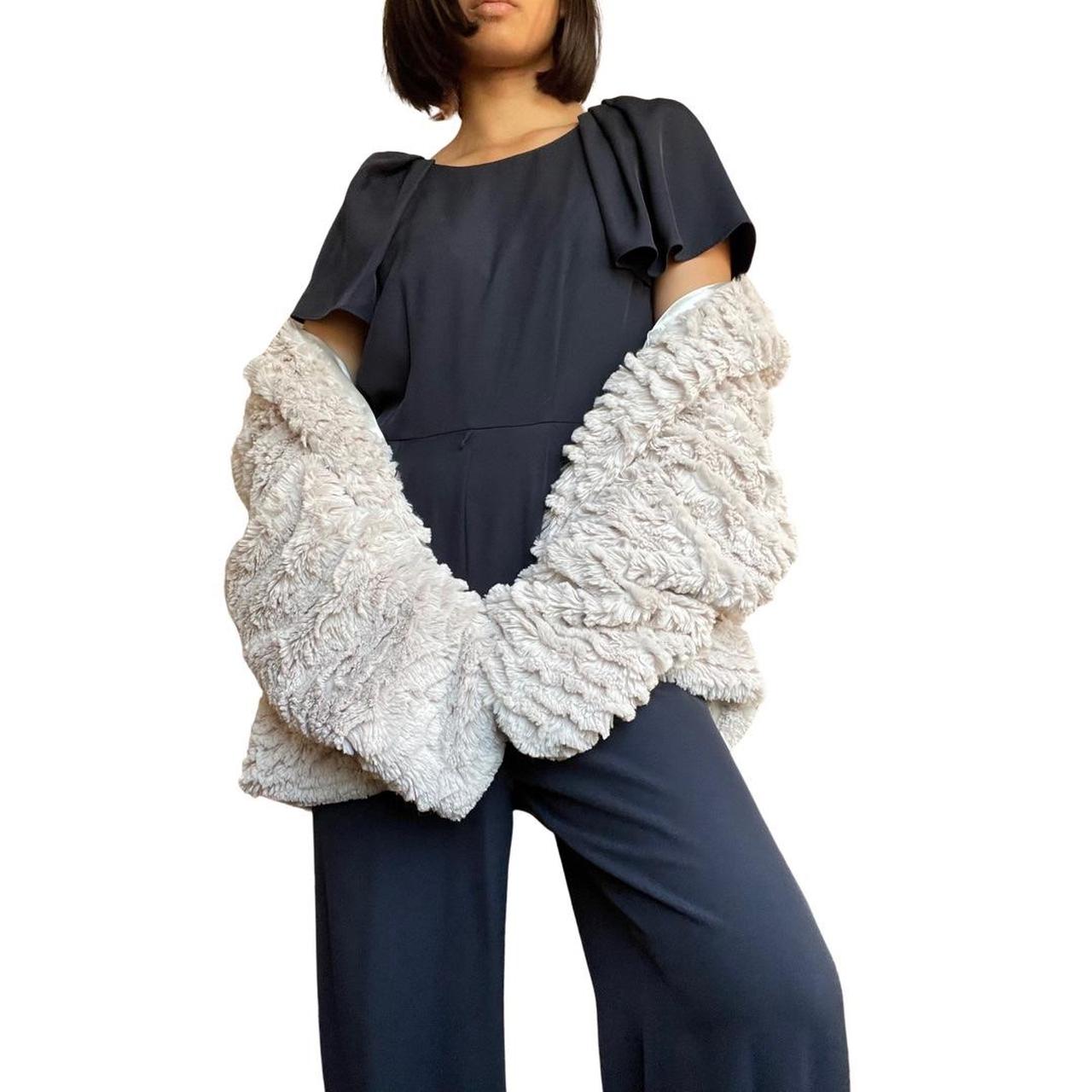 Fever Beige Grey Fuzzy Faux Fur Jacket w/ Clasp and... - Depop