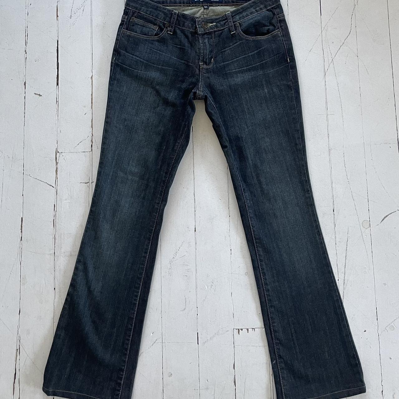 Vintage flared jeans with super cute design on the... - Depop