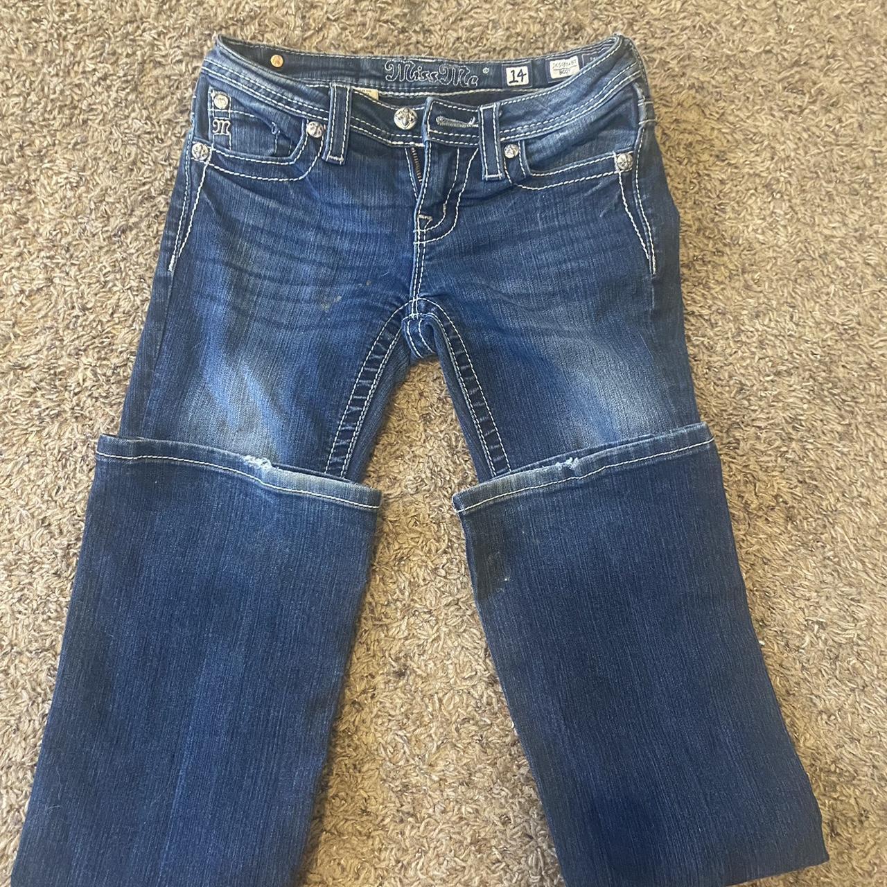 Kids size 14 miss me bootcut jeans !!! Inseam- 29... - Depop