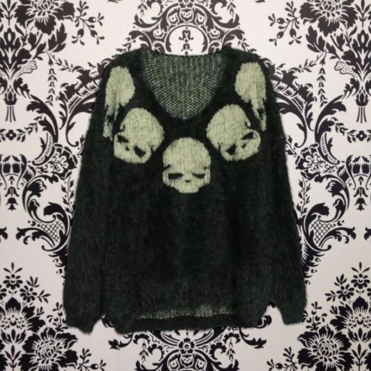 Famous pinterest skull fluffy jumper #goth #grunge #emo - Depop