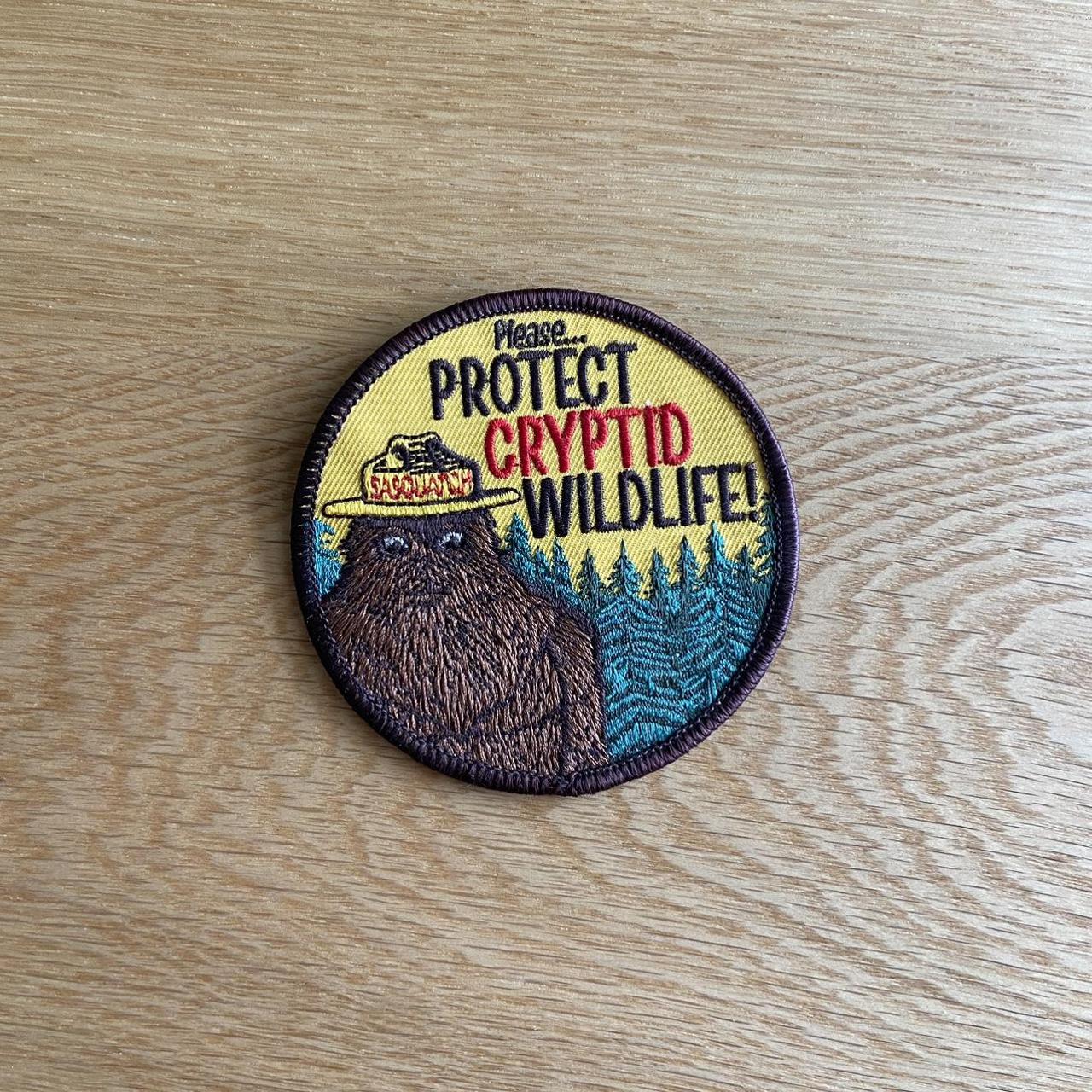 Protect cryptid wildlife 3x3” embroidered patch with... - Depop