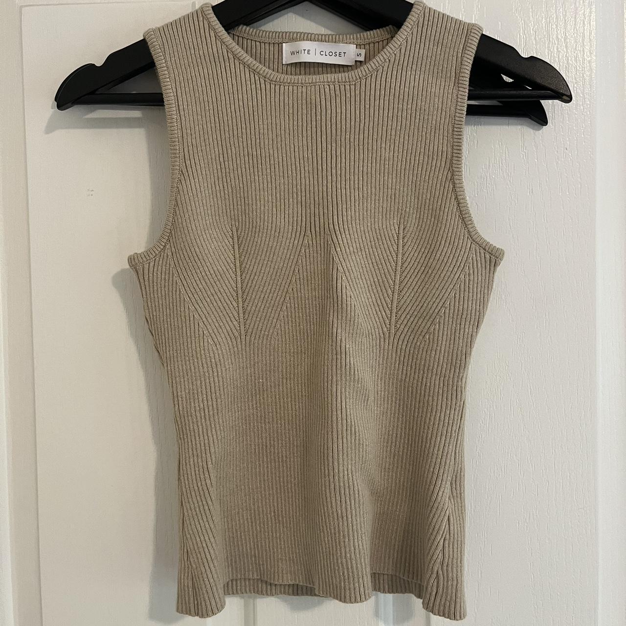 Beige singlet thick knit like material Size small - Depop