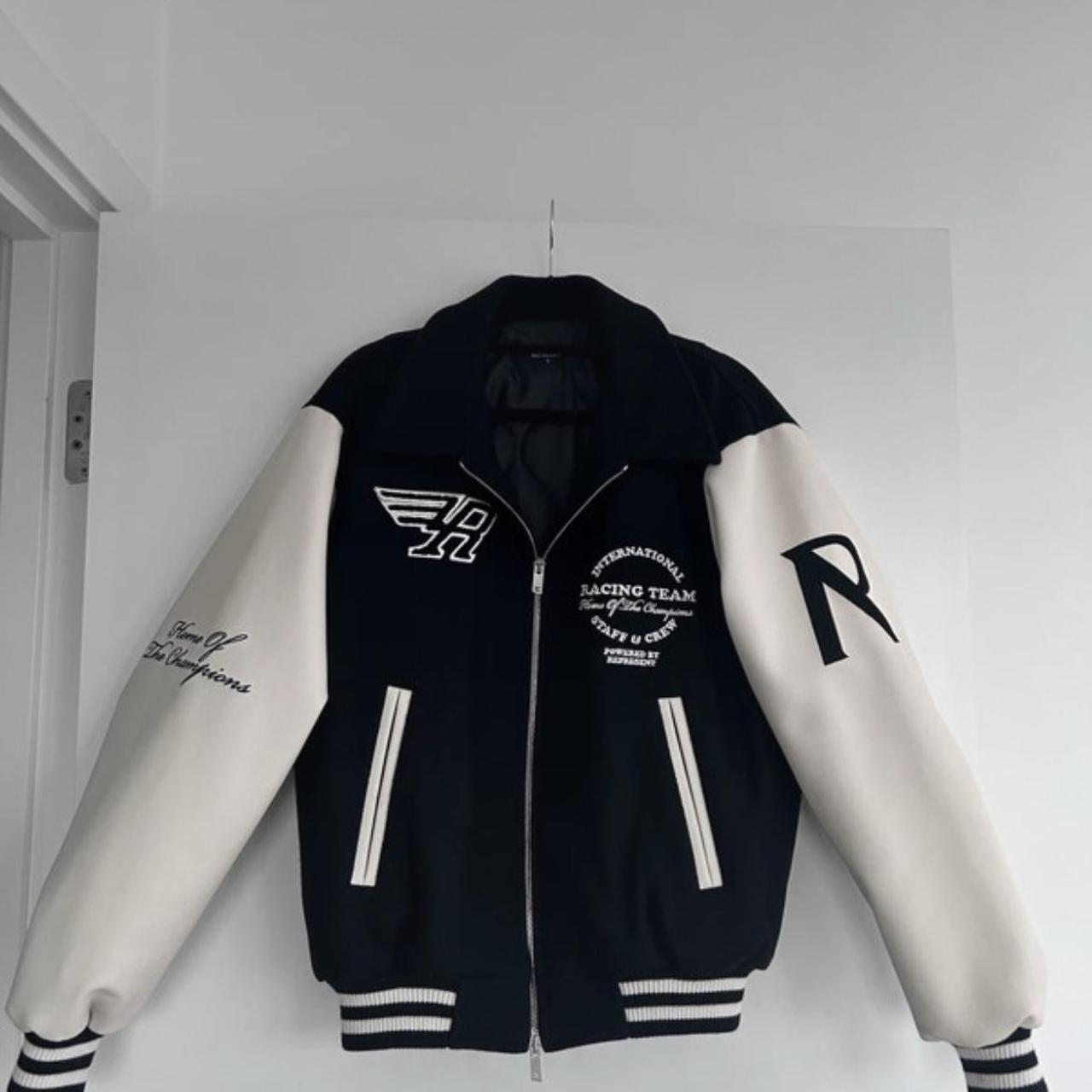 Represent varsity jacket Black and white represent... | Depop