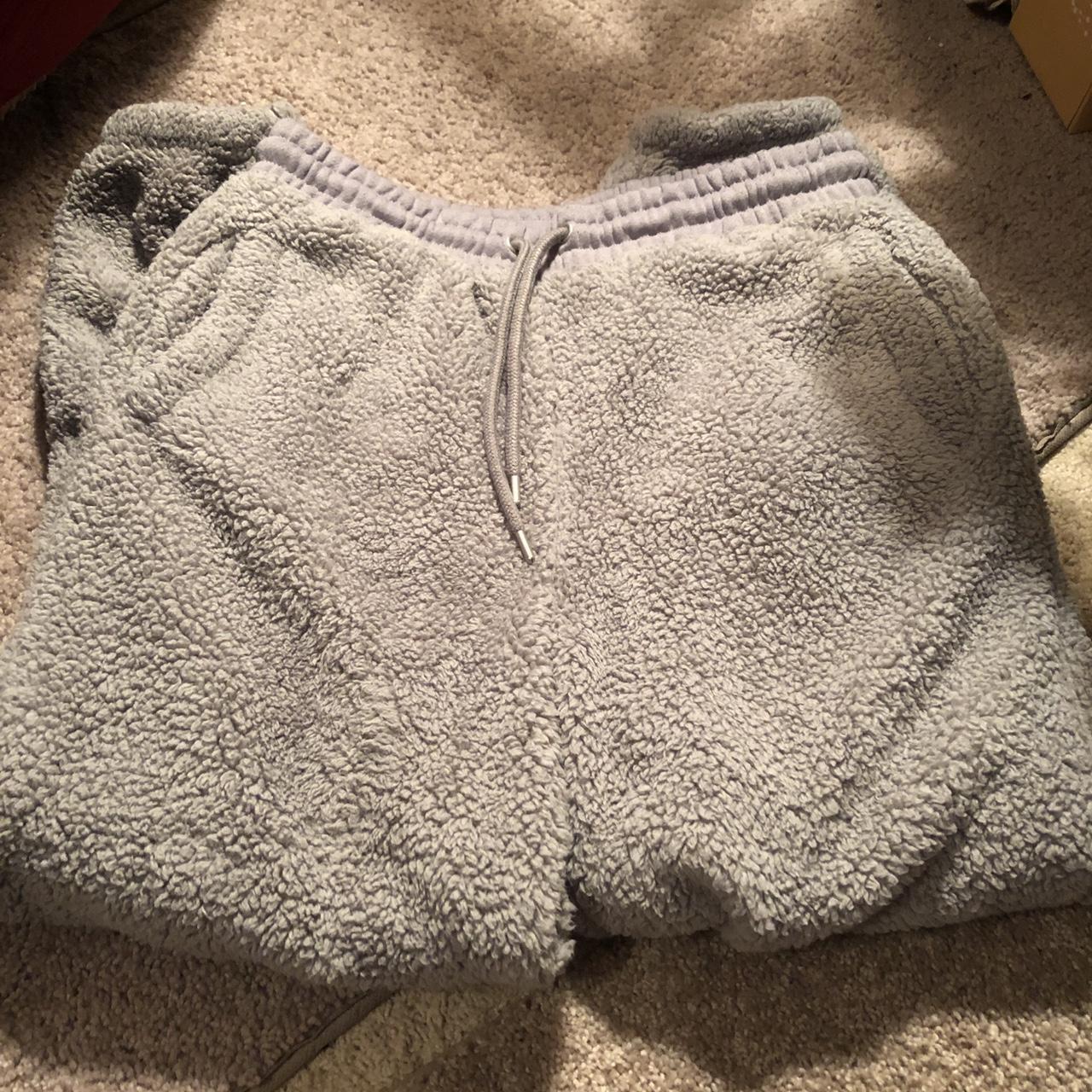 Grey fur forever 21 sweatpants Pockets Size:... - Depop