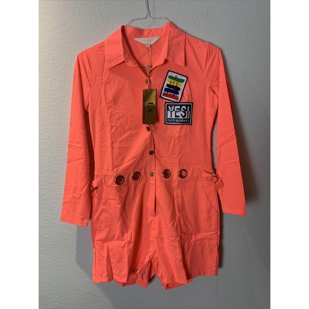 Lizette Collection Hot Pink Romper With Patches... - Depop