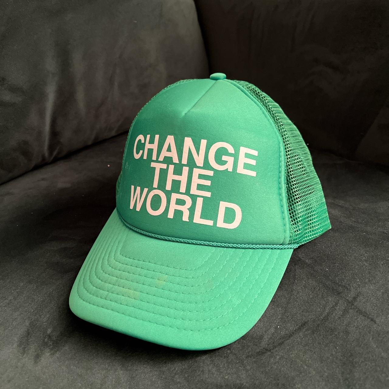 Change the world, green Tucker hat. Mesh back with... - Depop