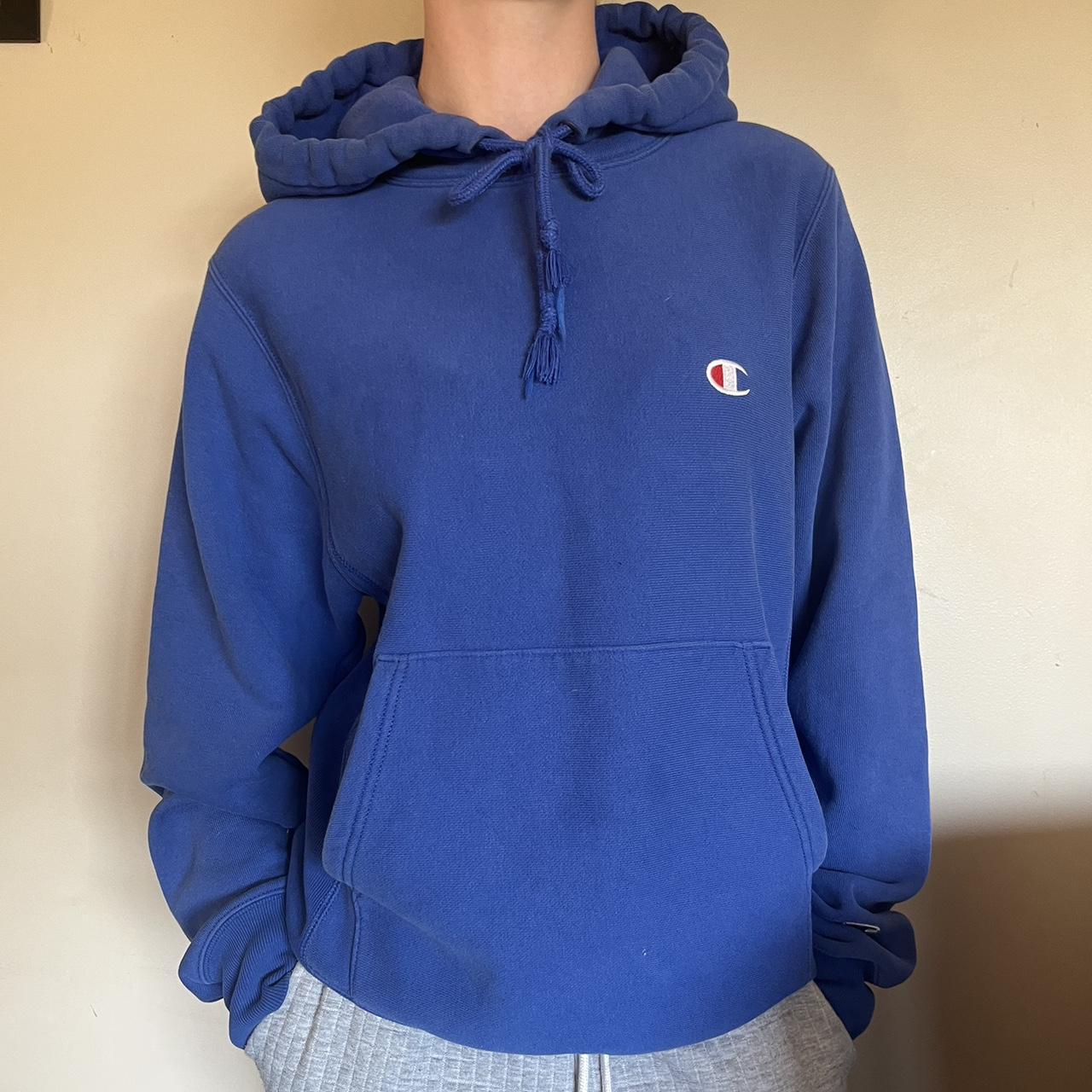 blue champion hoodie - Depop