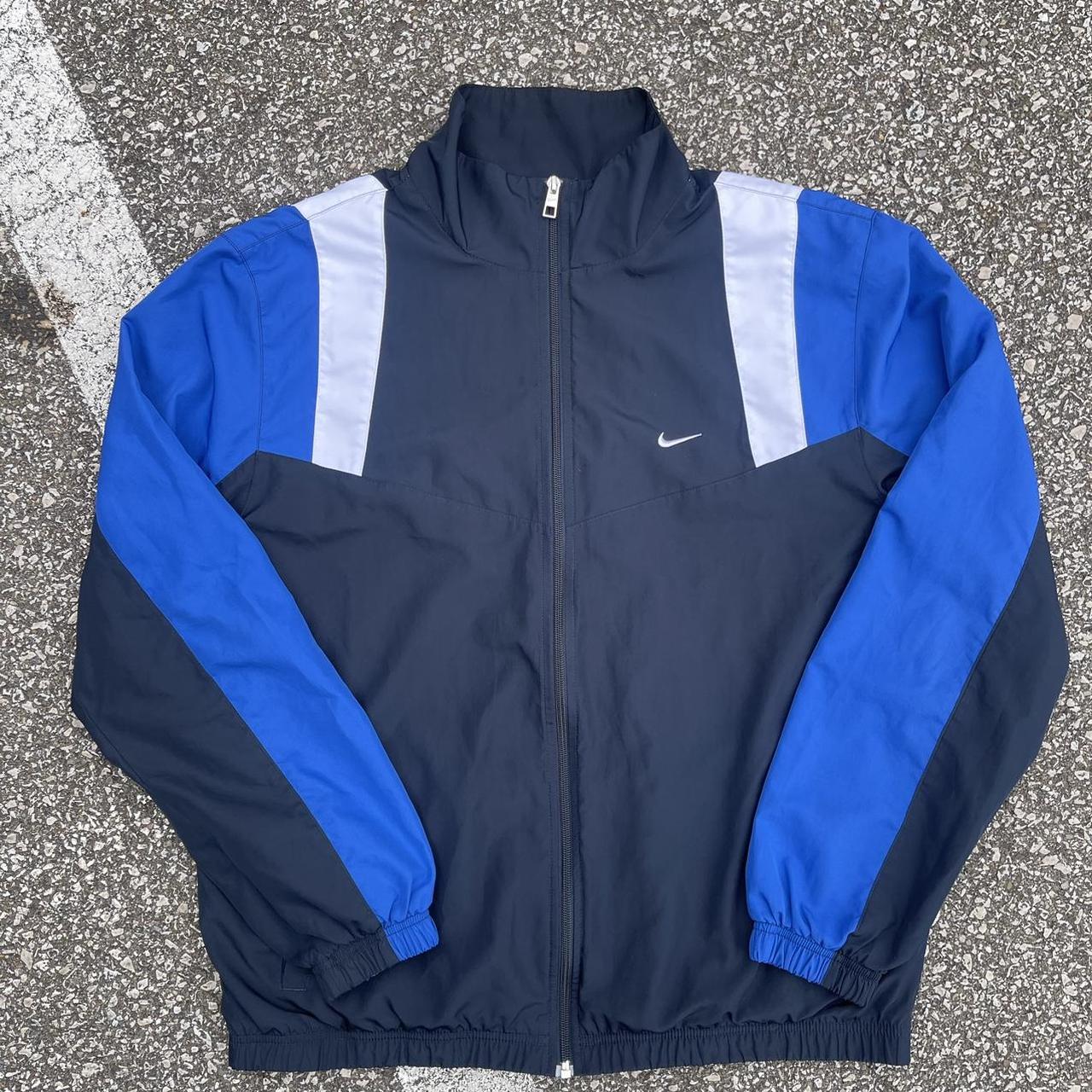 nike zip up jacket - size xl navy, royalty blue &... - Depop