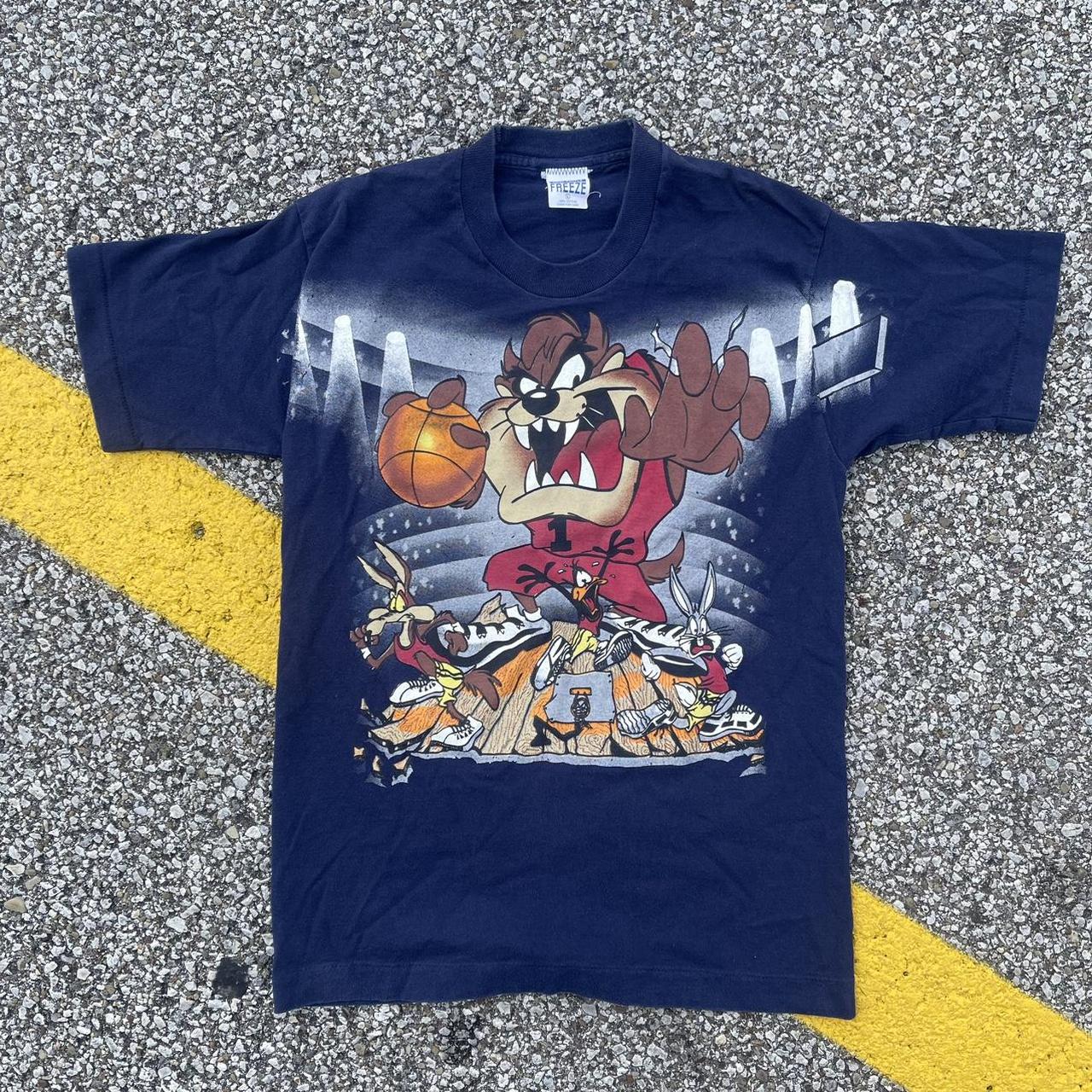 vintage taz basketball tshirt - single stitch -... - Depop