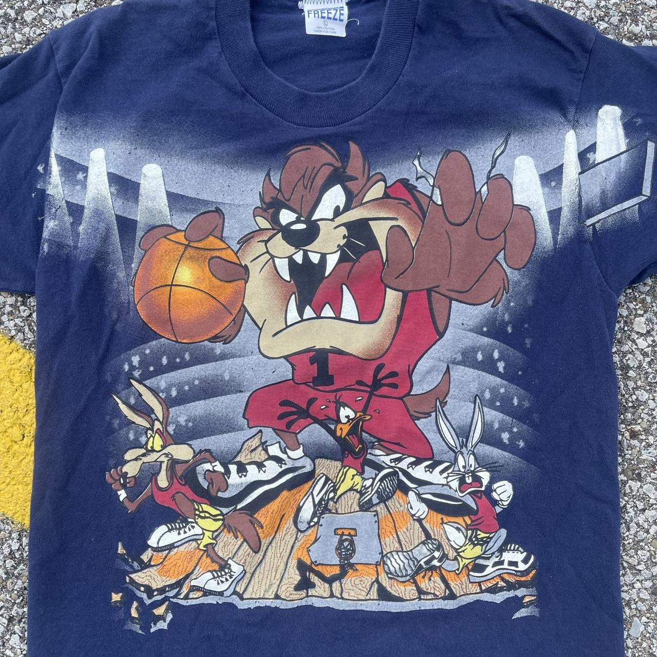 vintage taz basketball tshirt - single stitch -... - Depop