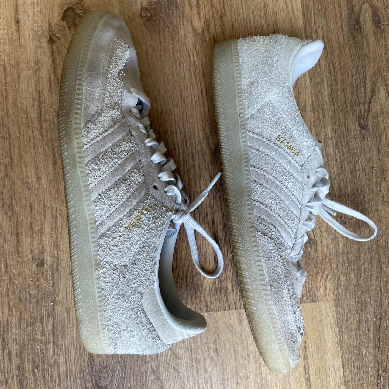 rare grey suede adidas sambas, worn and loved but... - Depop