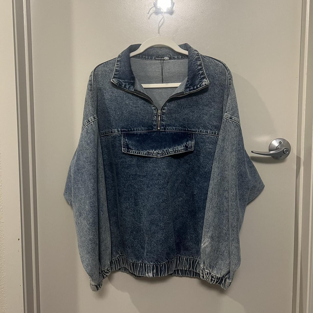 Quarter Zip Denim Pullover Jacket #Denim #Jacket... - Depop