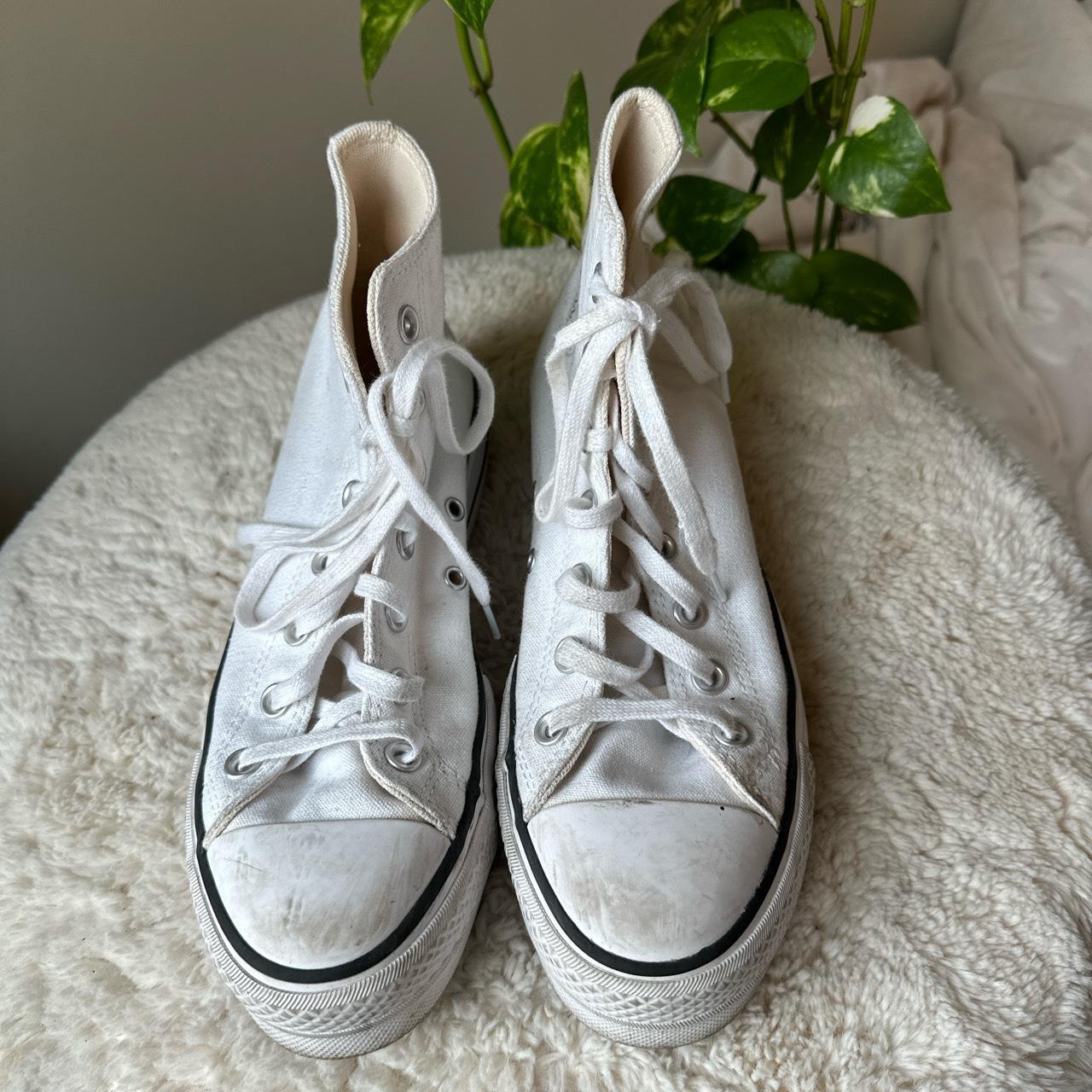 white high top platform converse i wore these a... - Depop