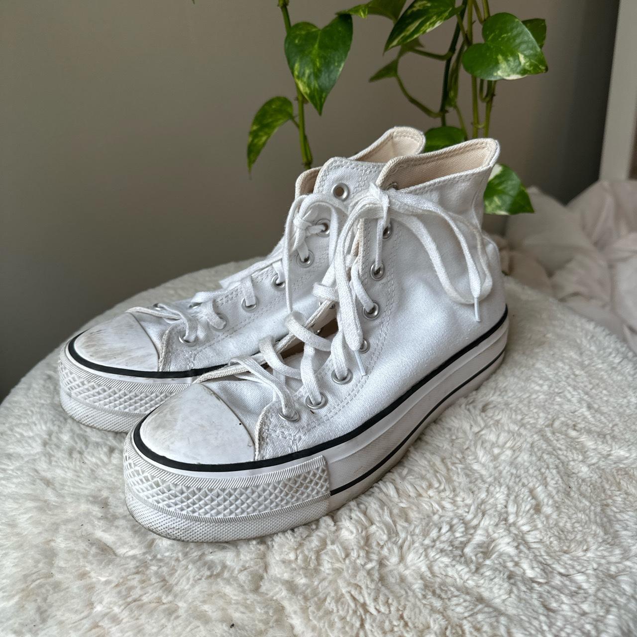 white high top platform converse i wore these a... - Depop