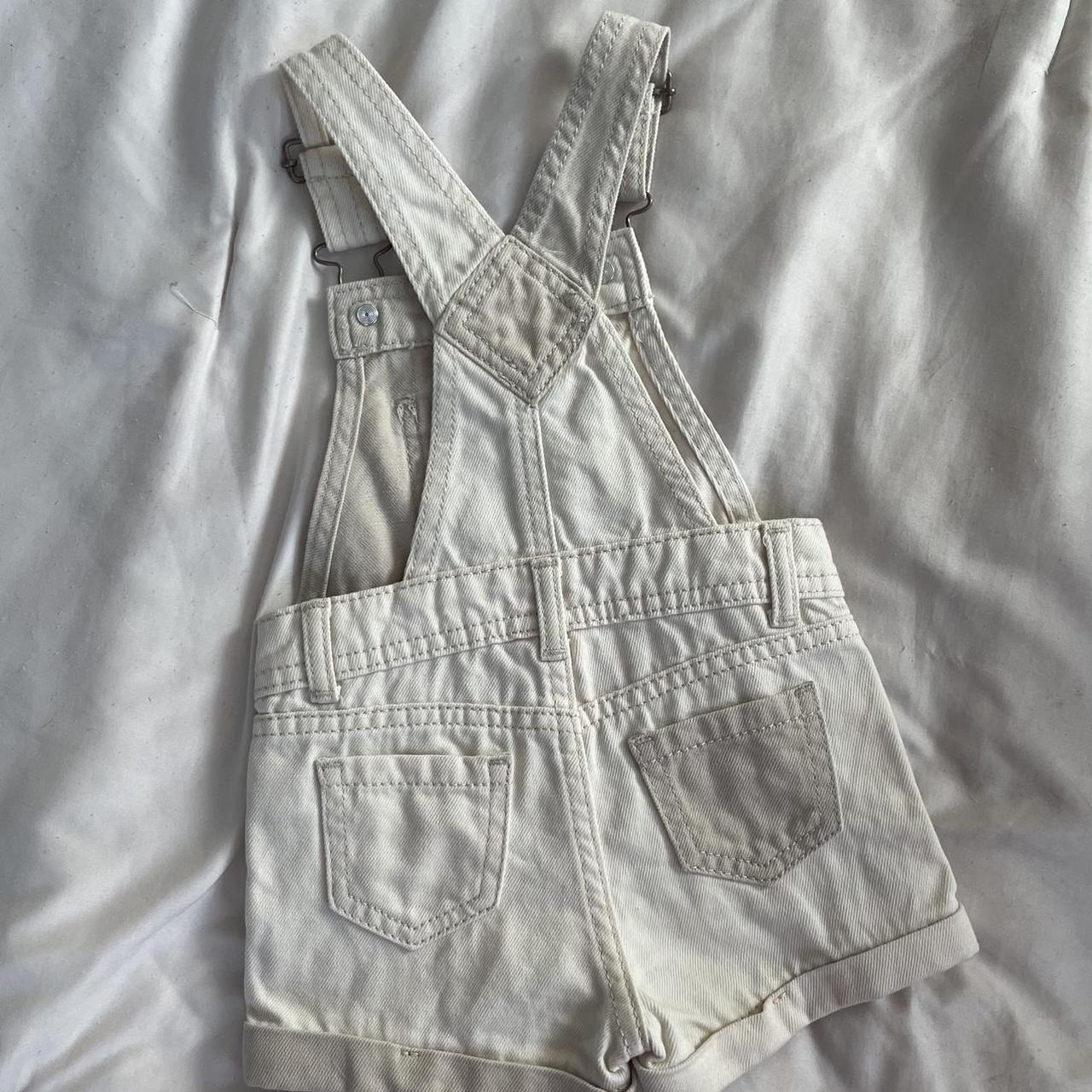 Cream & White two toned kids overalls size 12 - 18... - Depop