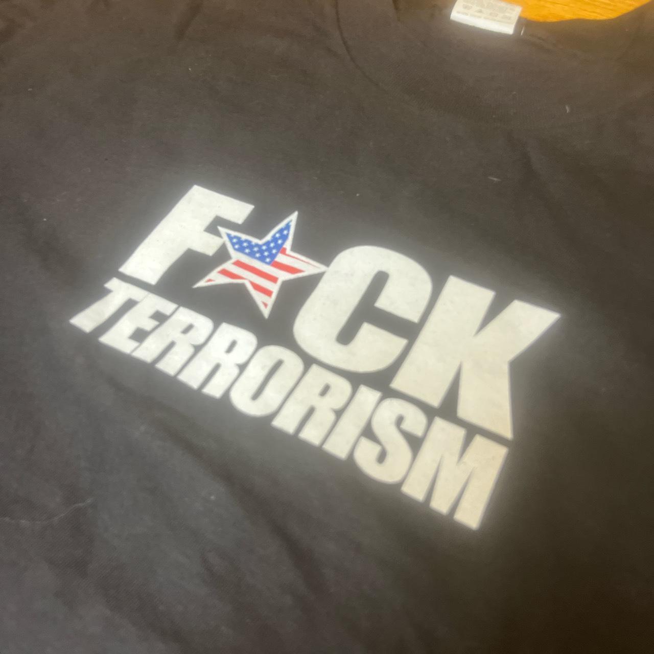 VINTAGE Y2K F*CK TERRORISM GRAPHIC TEE SIZE XL FREE... - Depop