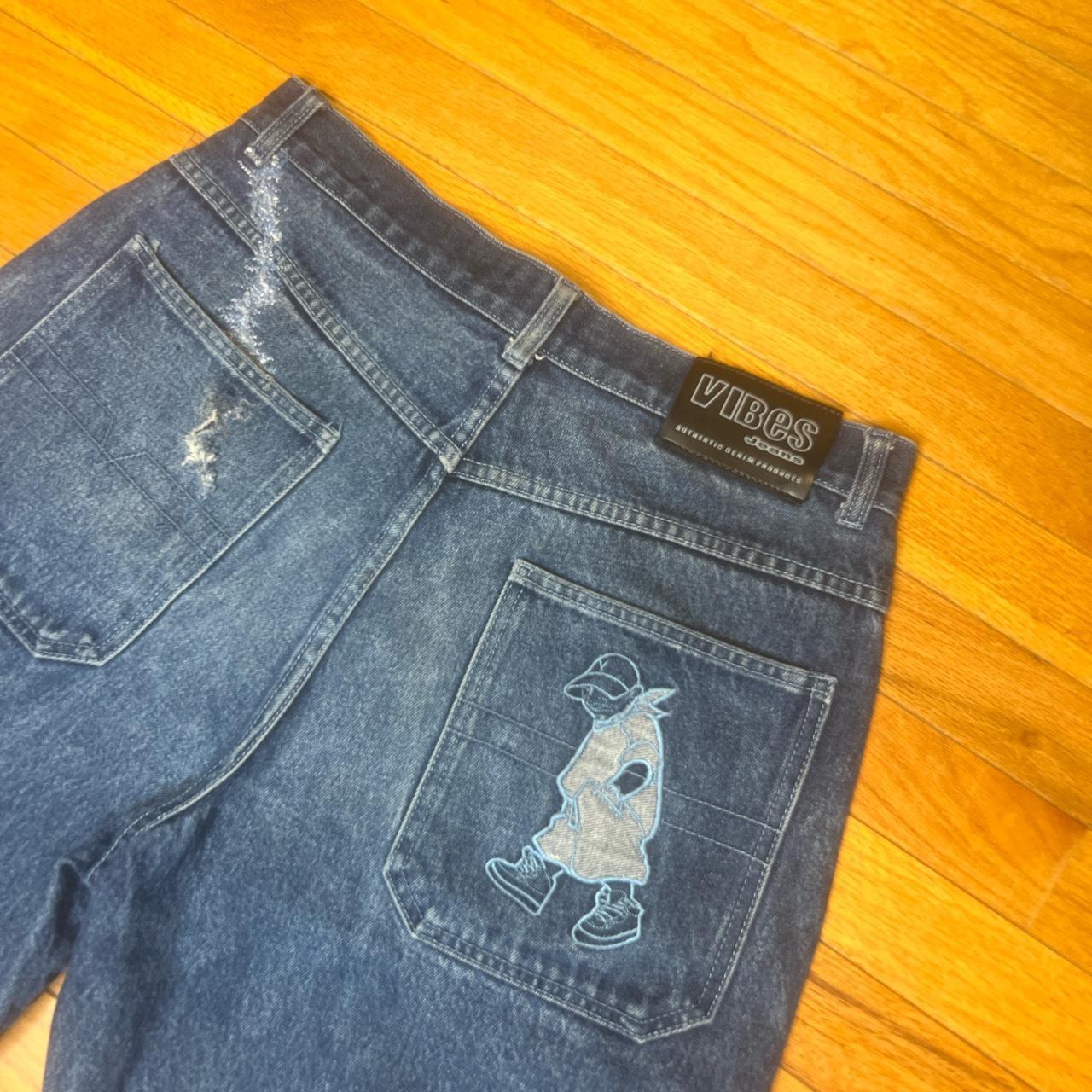 SUPER FIRE JNCO STYLE BAGGY EMBROIDERED JORTS SIZE... - Depop