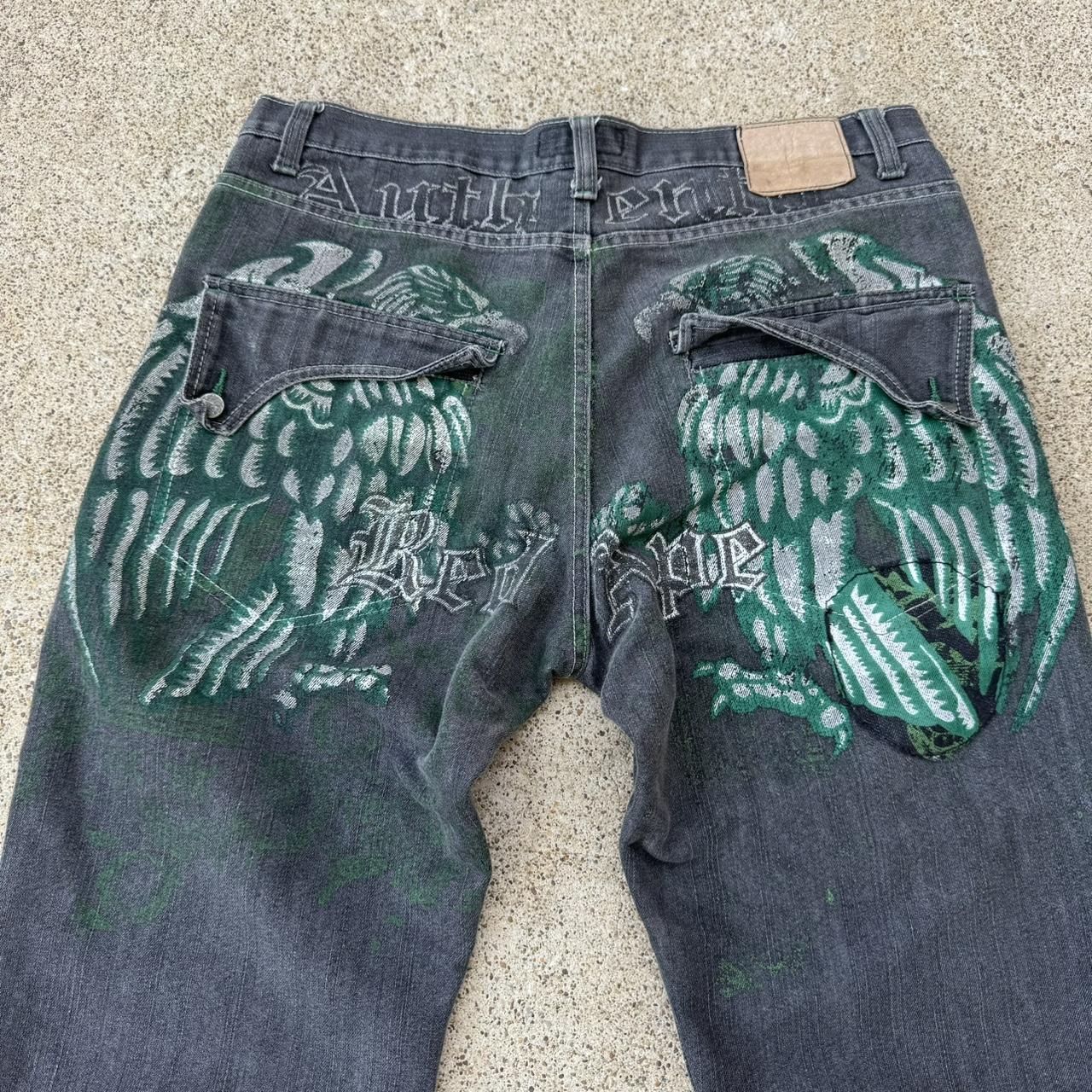 CRAZY RARE BAGGY ALL OVER PRINT RED APE JEANS SIZE... - Depop