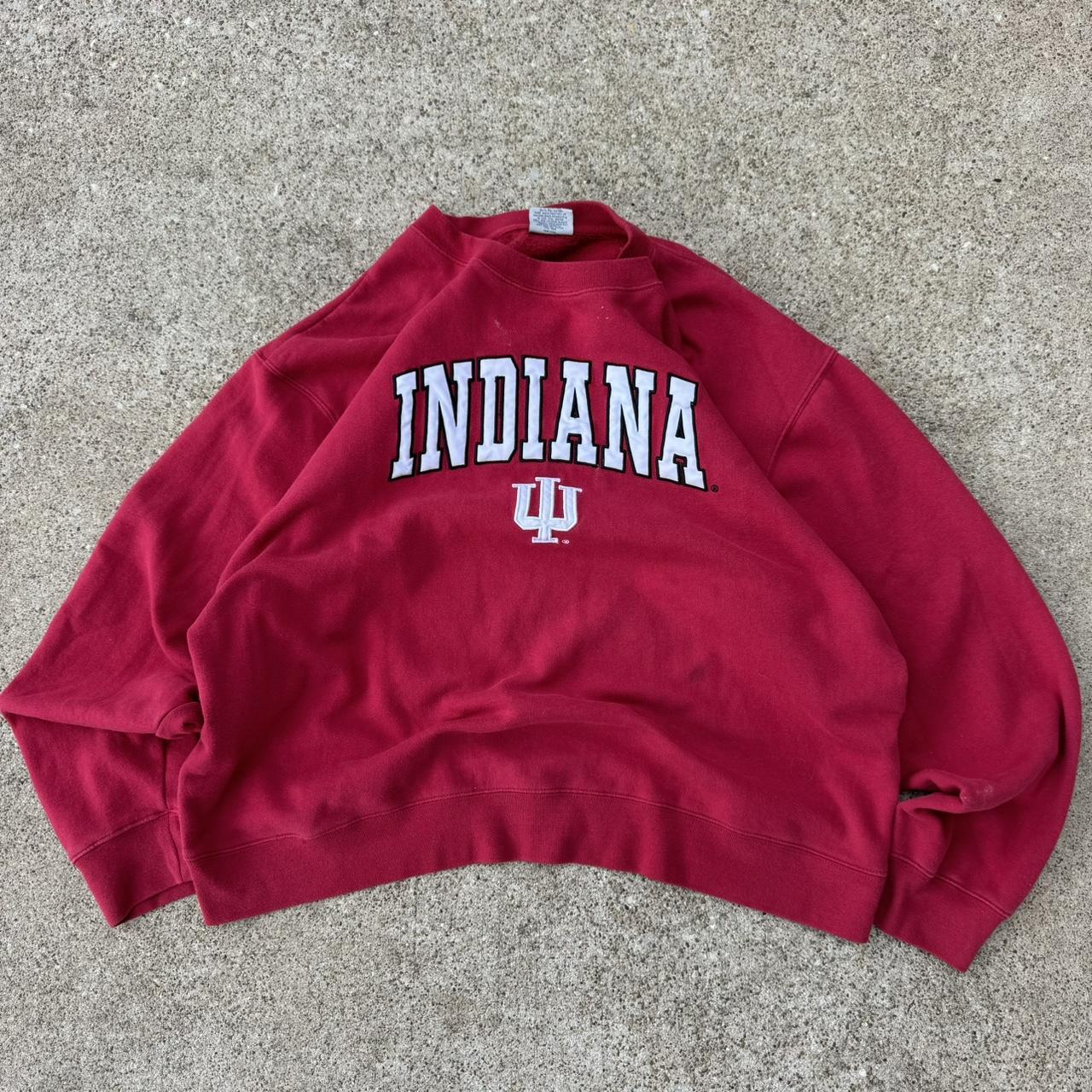 VINTAGE INDIANA UNIVERSITY RED CREW NECK SIZE... - Depop
